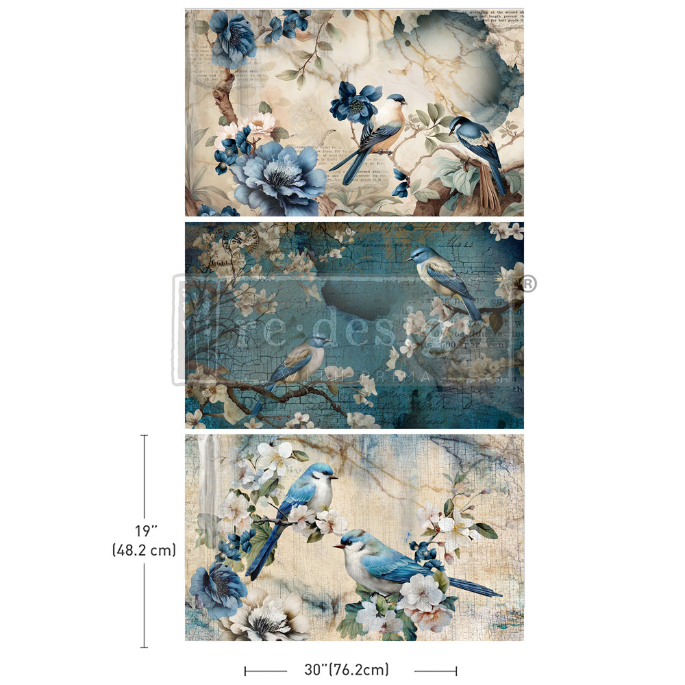 Redesign Decoupage Papier 3er Set - Sapphire Wings – RANKENWERK